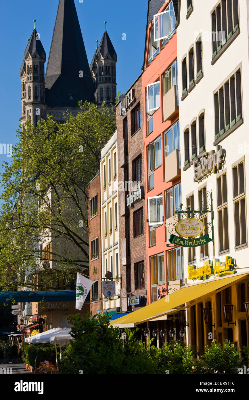 Germany, Nordrhein-Westfalen, Cologne. Rhein riverside buildings and ...