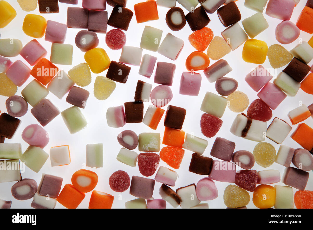 dolly mixture sweets on white background Stock Photo - Alamy