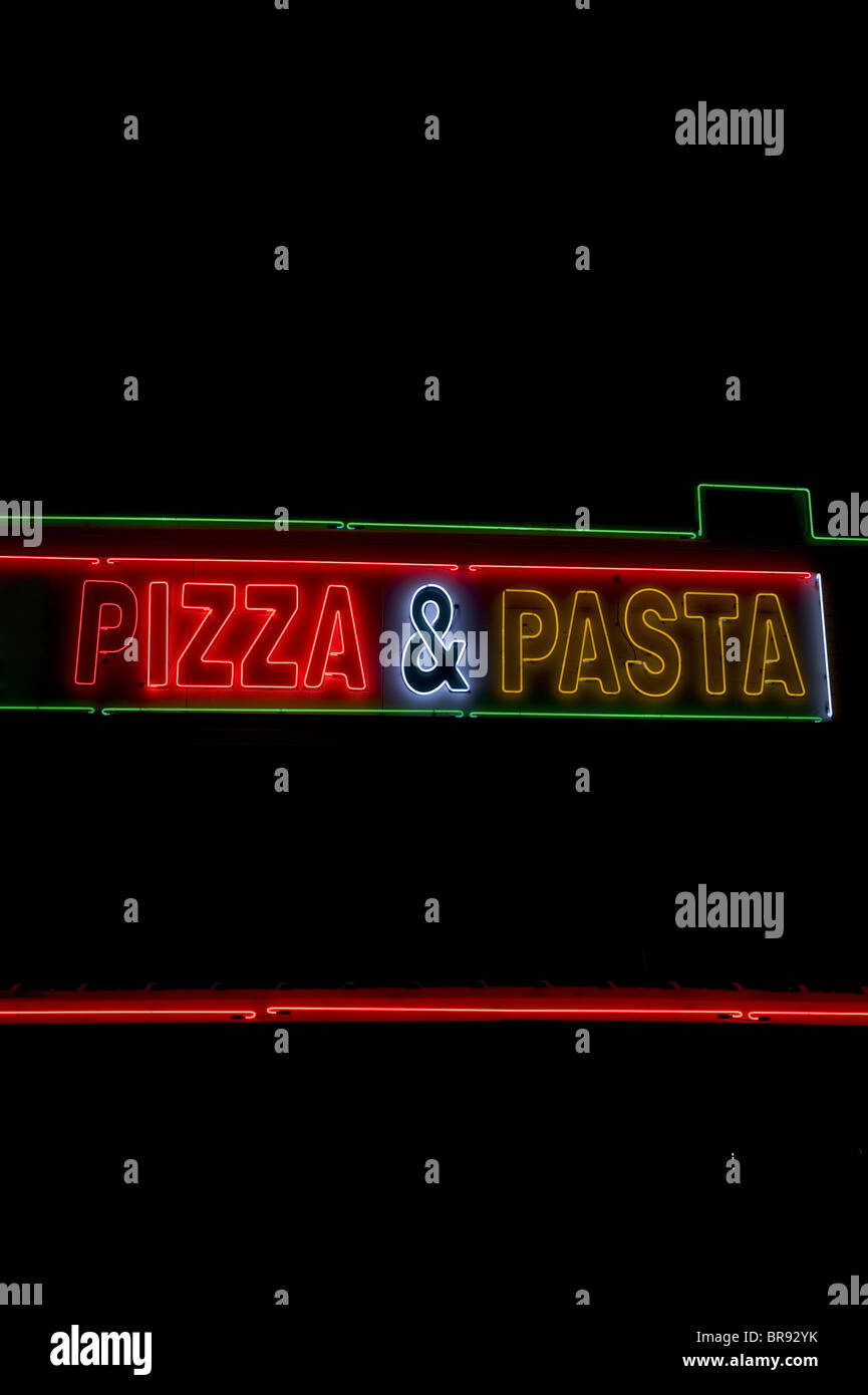 Neon Sign Advertising Italian Food Stock Photo - Alamy