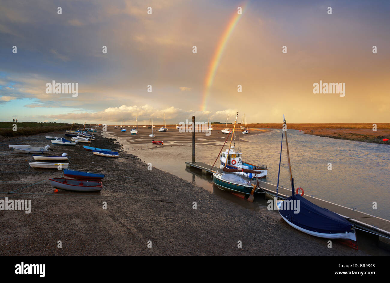 A rainbow over Wells next the Sea harbour on the North Norfolk Coast ...