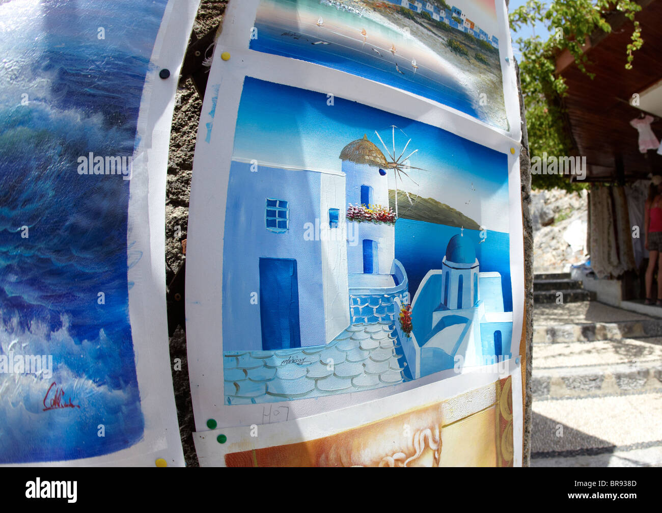 Greek Paintings In Lindos Rhodes Greek Islands Greece Hellas Stock ...