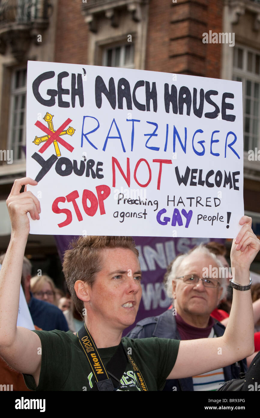 LONDON, ENGLAND - Anti-Pope protest during state visit of Pope Benedict ...