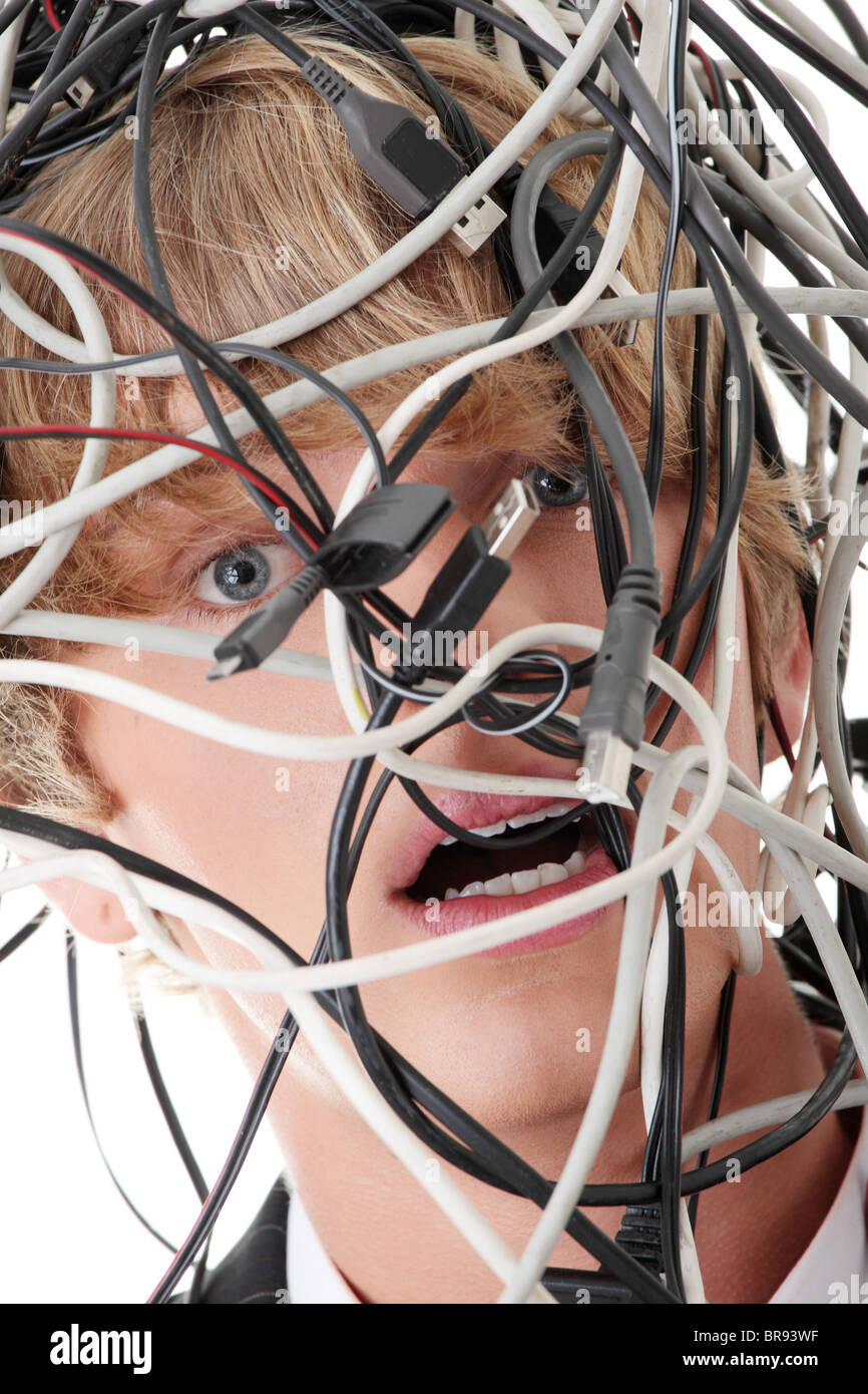 Man wrapped in cables hi-res stock photography and images - Alamy