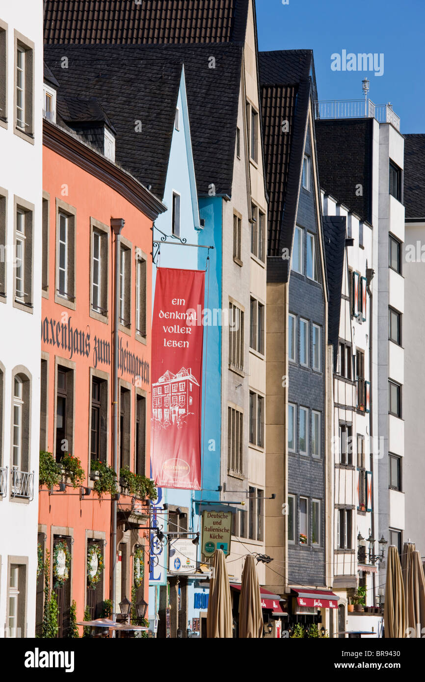 Germany, Nordrhein-Westfalen, Cologne. Old Town buildings along ...