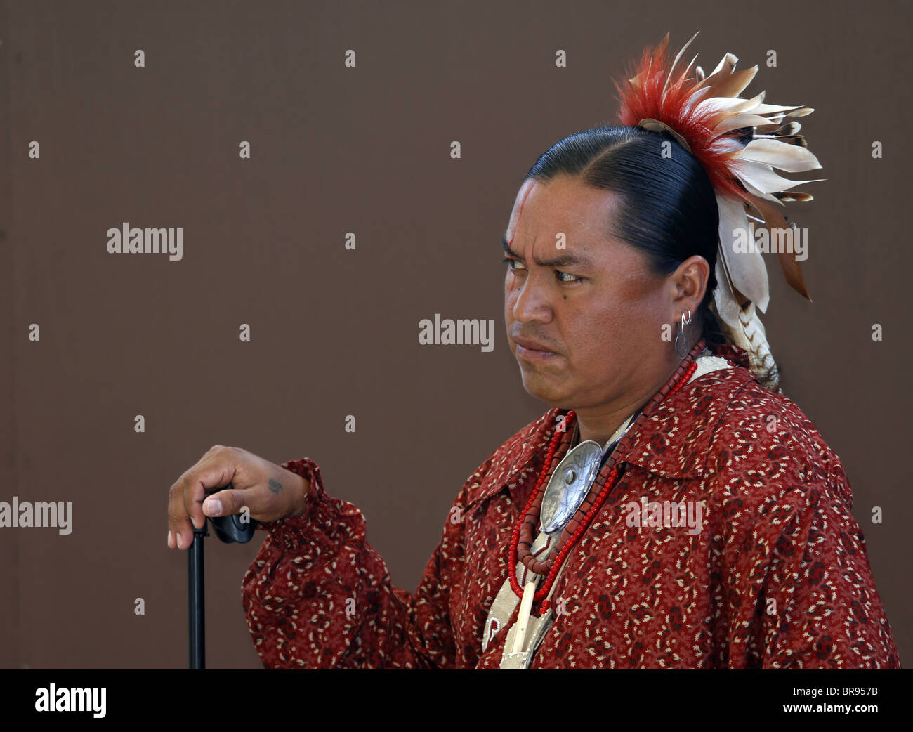 Portrait of a Cherokee man, member of the Warriors of AniKituhwa group ...