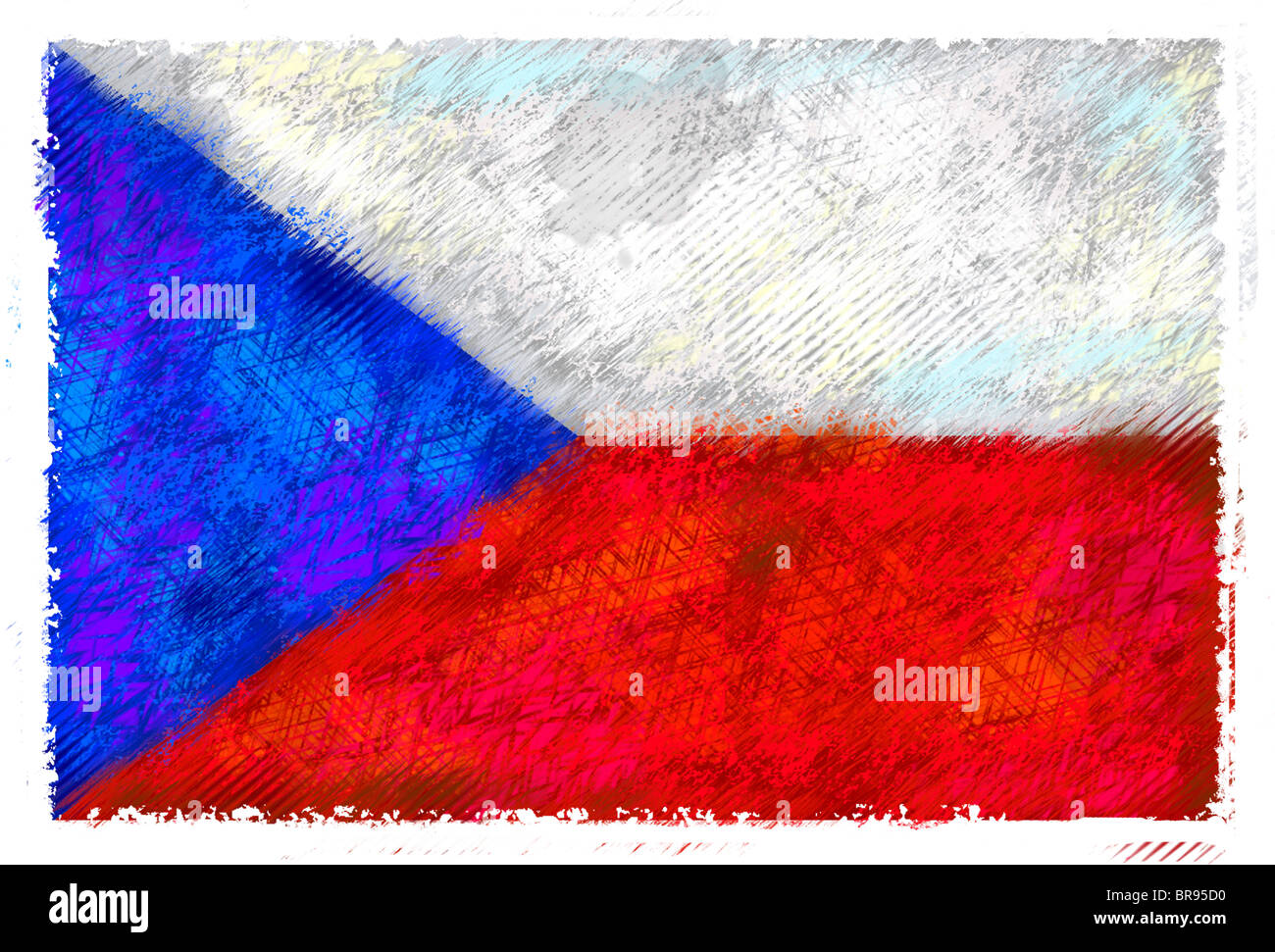 Drawing of the flag of Czech Republic Stock Photo - Alamy