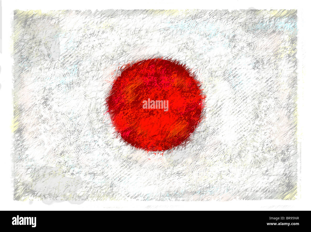 Drawing of the flag of Japan Stock Photo - Alamy