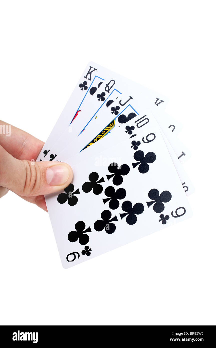 Hand holding Playing Cards isolated on white background Stock Photo - Alamy