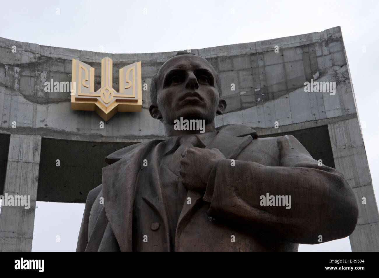 Monument to Stepan Bandera, Ukrainian Nationalist, Lviv, Ukraine Stock ...