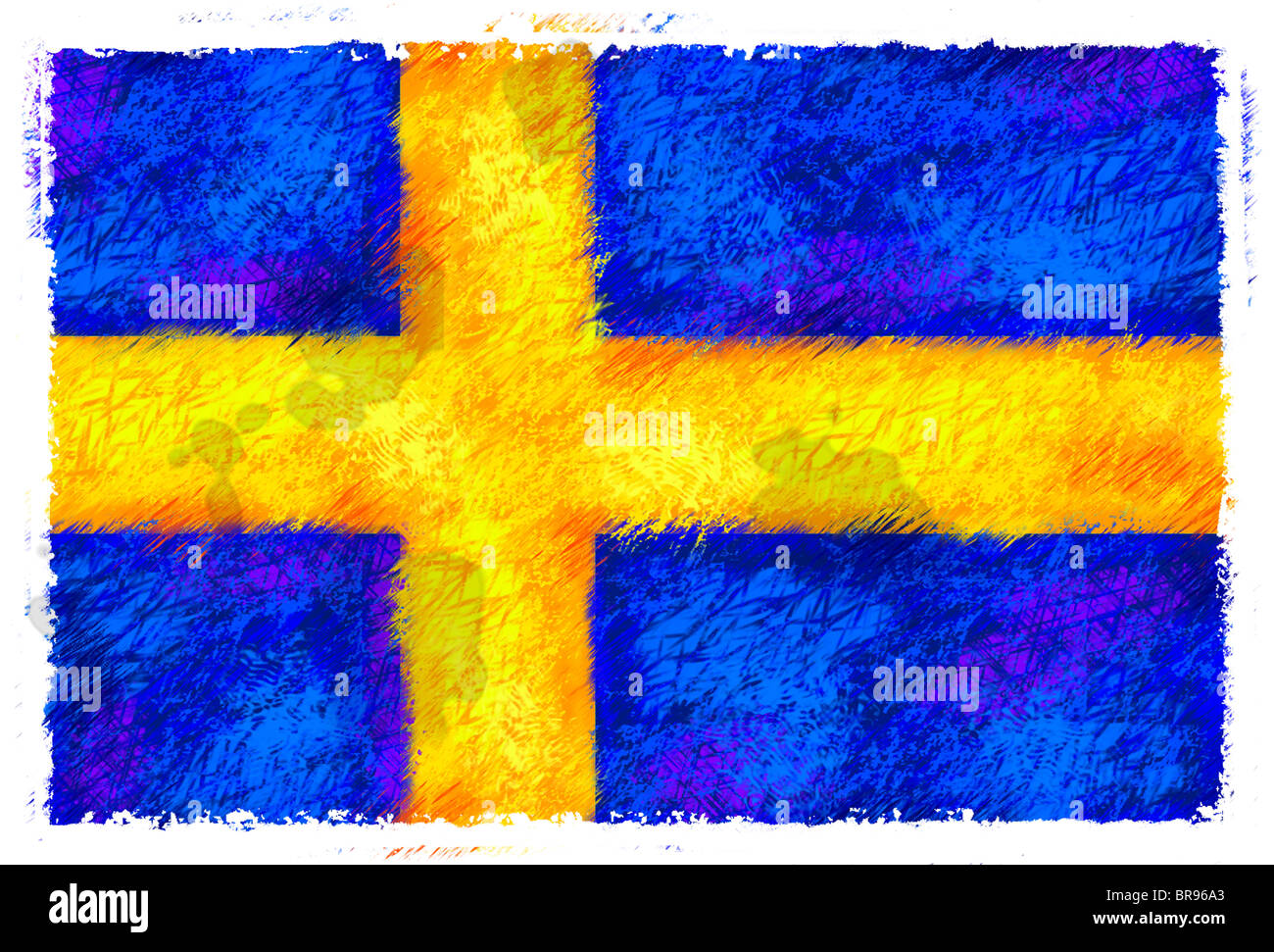 Drawing of the flag of Sweden Stock Photo - Alamy