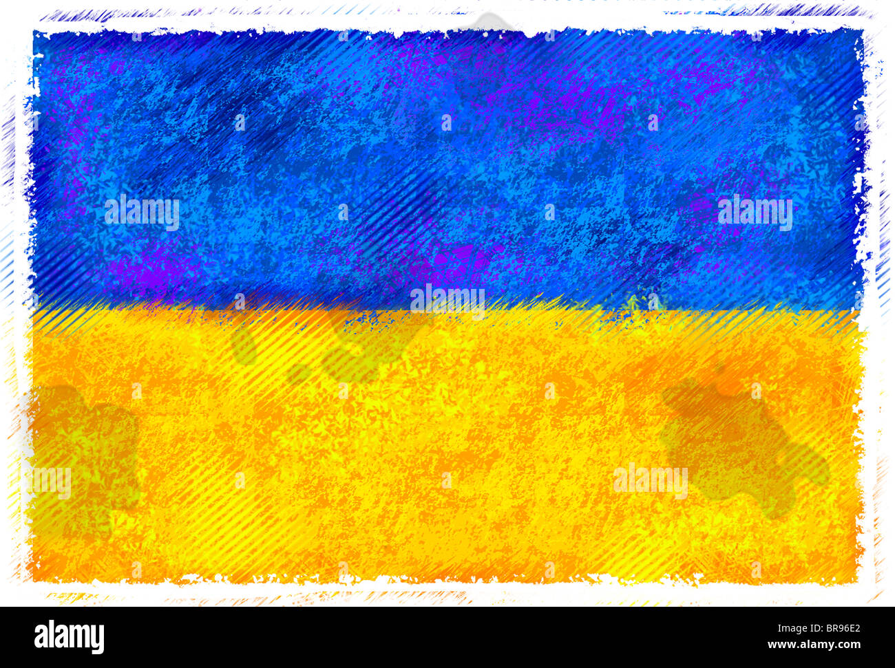 Drawing of the flag of Ukraine Stock Photo - Alamy