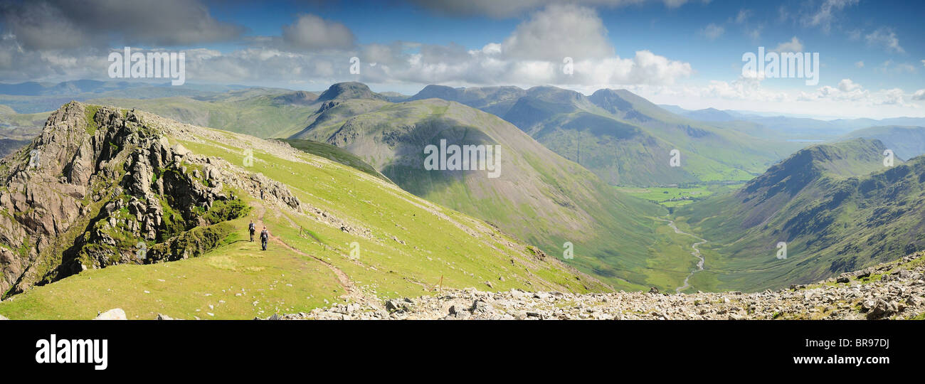 Panoramic view of Pillar and the Mosedale Valley, English Lake District ...
