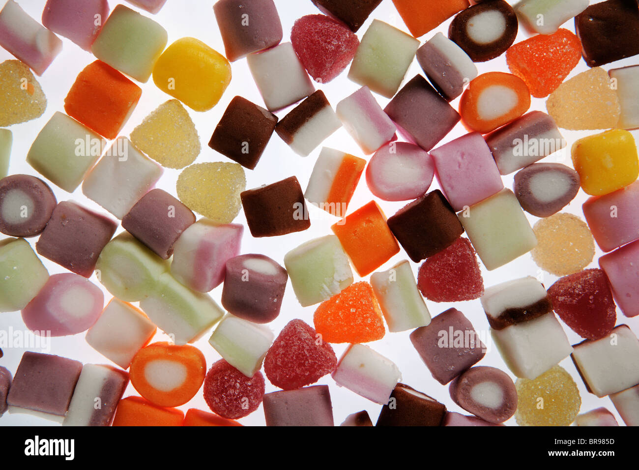 dolly mixture sweets on white background Stock Photo - Alamy