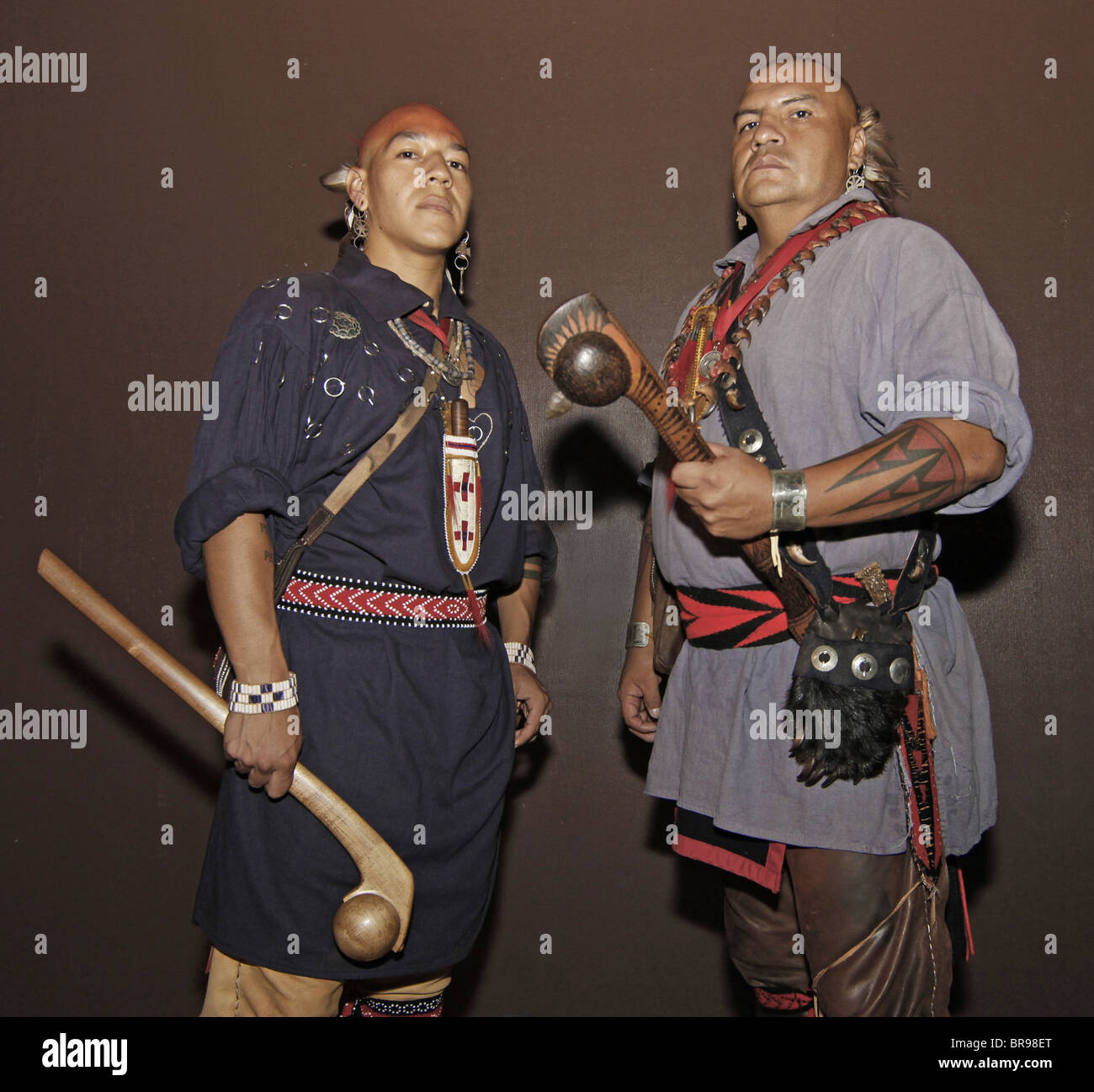 Cherokee men, members of the Warriors of AniKituhwa group, taking part ...
