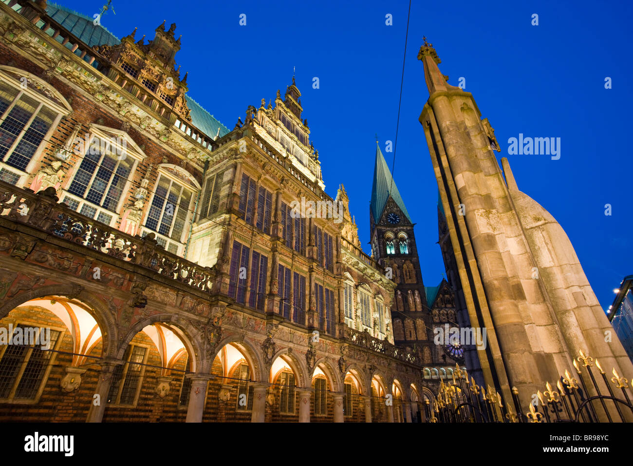 Germany, State of Bremen, Bremen. Marktplatz and Town Hall Stock Photo ...