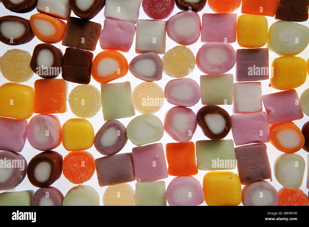 dolly mixture sweets on white background Stock Photo - Alamy