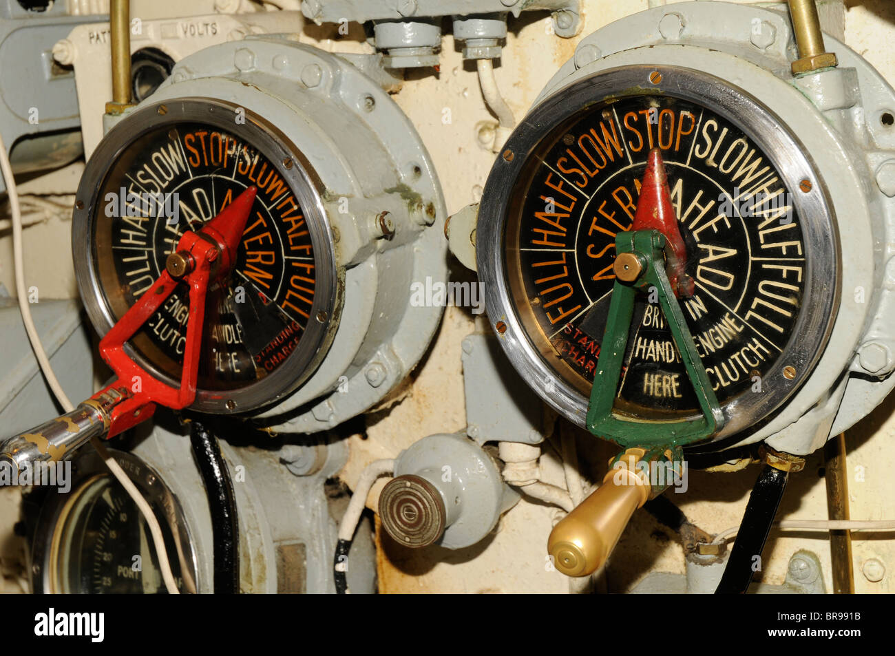 Engine order telegraph (aka a chadburn), HMS Alliance, Royal Navy ...