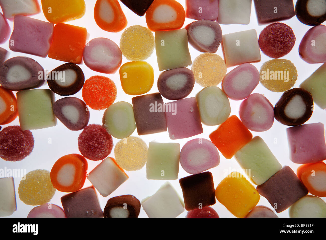 dolly mixture sweets on white background Stock Photo - Alamy