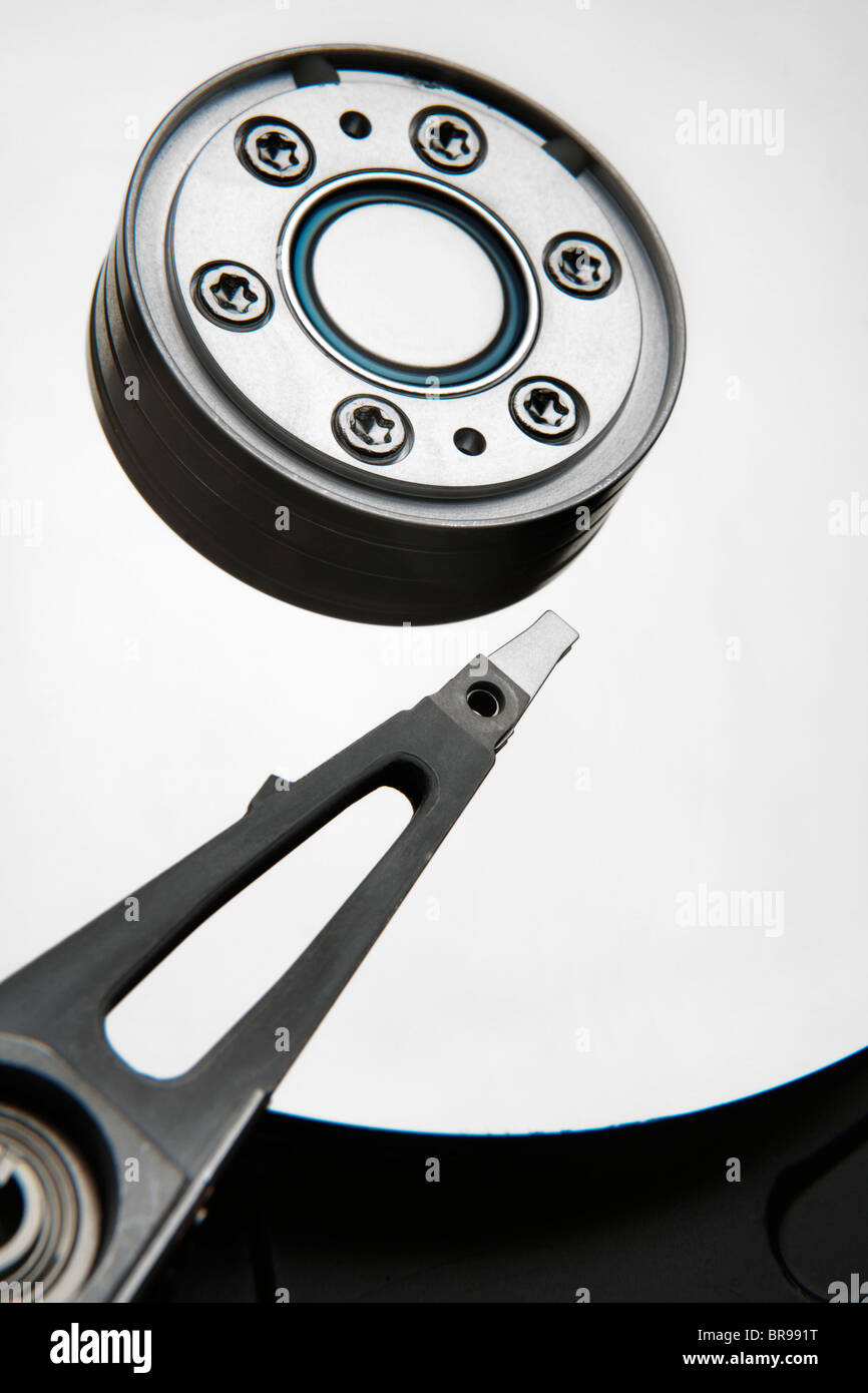 inside a hard drive close up detail image Stock Photo - Alamy