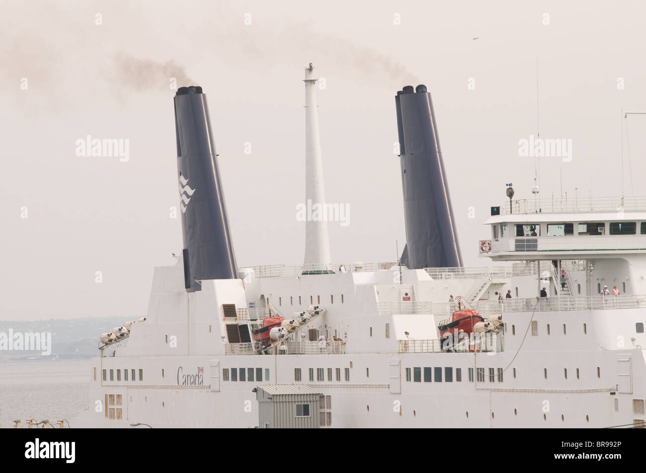 Funnels of the MV Caribou Ferry Stock Photo - Alamy