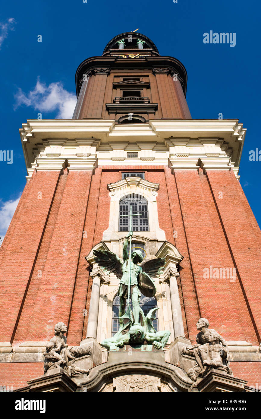 Germany, State of Hamburg, Hamburg. St. Michaeliskirche church tower ...