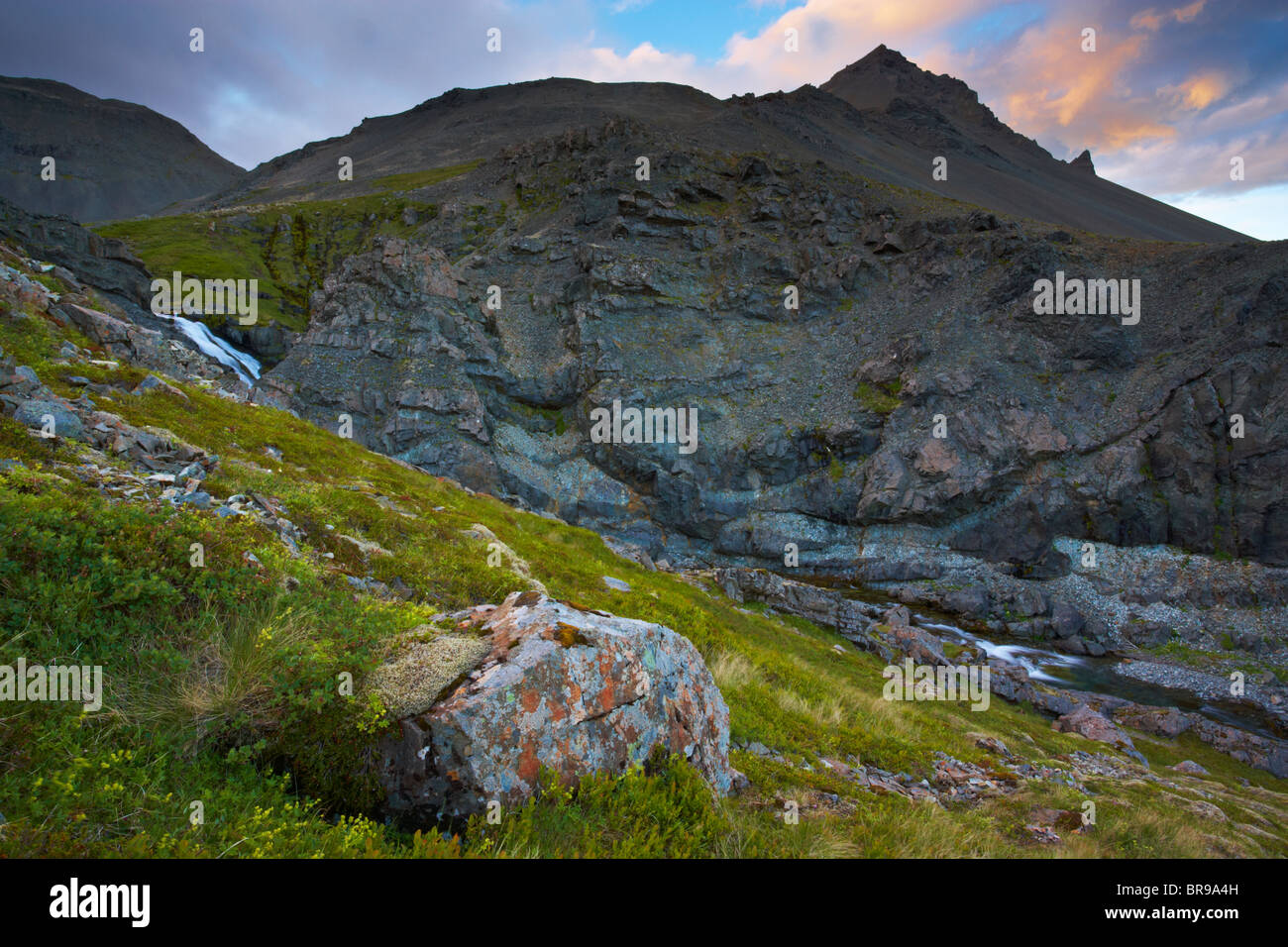Dramatic Icelandic landscape near Lysuholl on the Snaefellsness ...