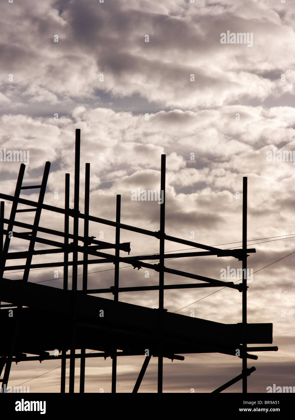 scaffolding againts a blue sky ready to build Stock Photo - Alamy
