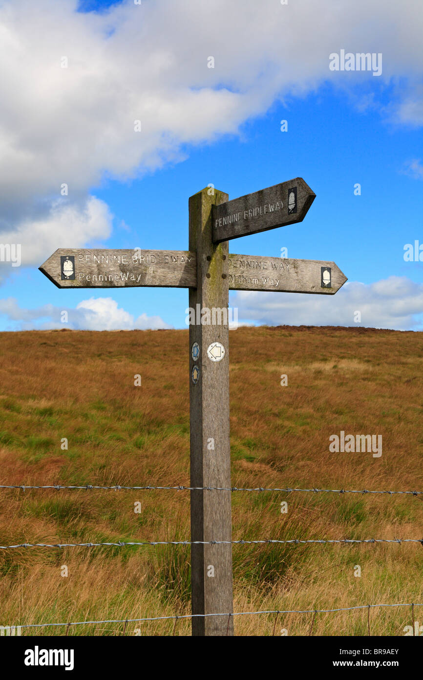 Pennine Way, Oldham Way and Pennine Bridleway waymarker above ...