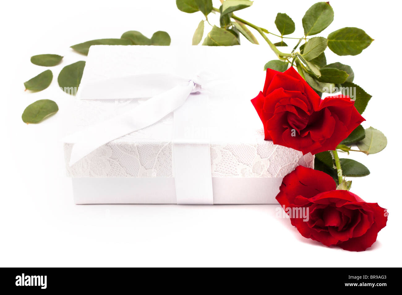Present box on white Cut Out Stock Images & Pictures - Alamy