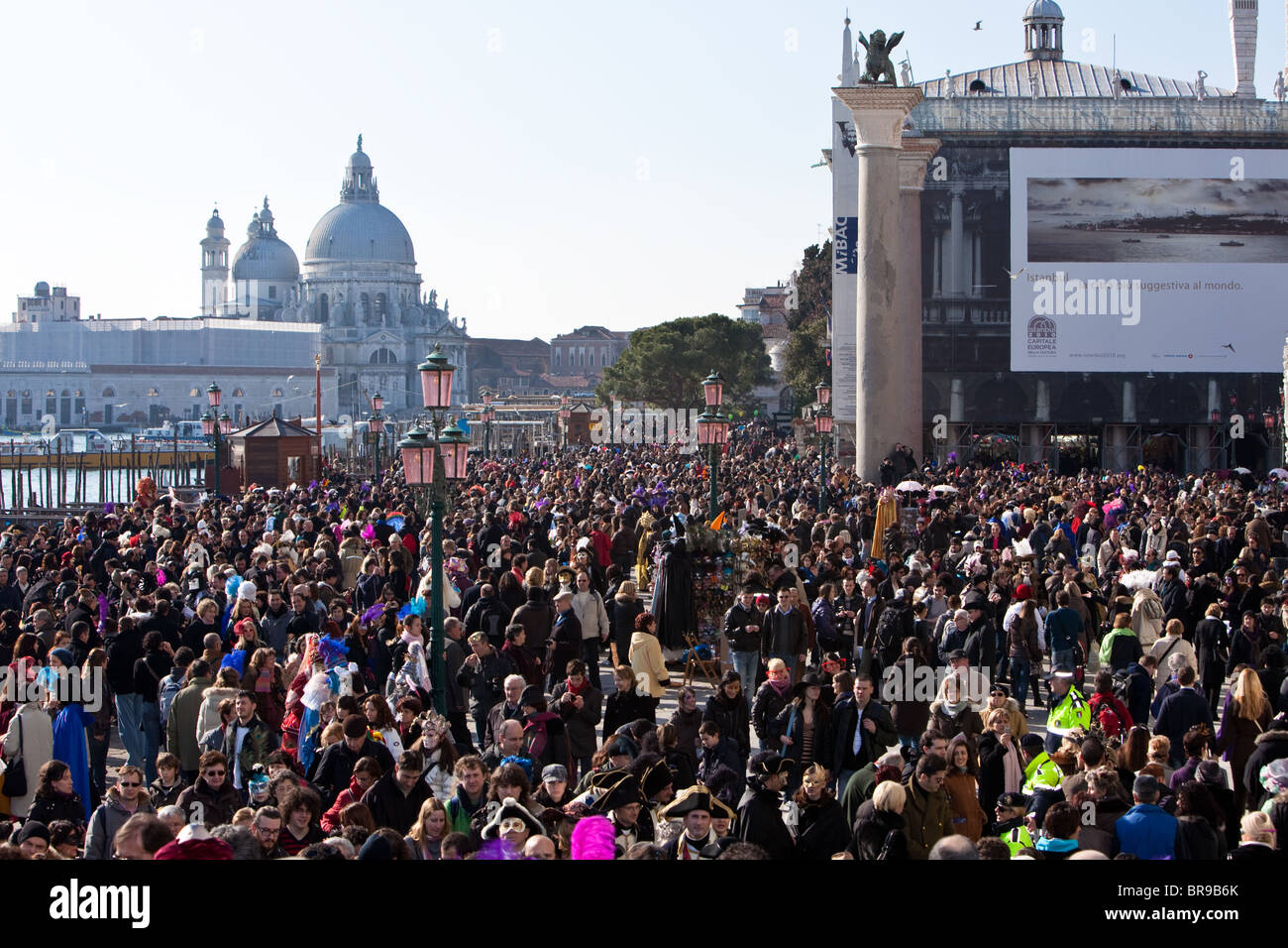 Large crowd of people at the Venice Carnival,Venice, Italy Stock Photo ...