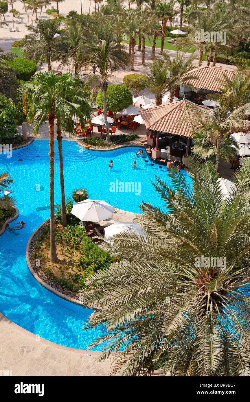 Swimming pool at hotel recreation area, Dubai, UAE Stock Photo - Alamy