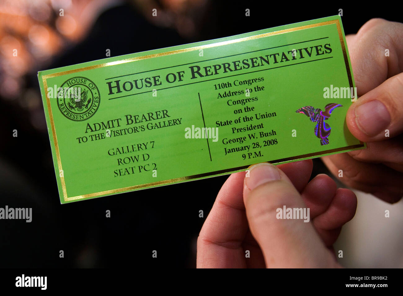 A ticket for Bush's State of the Union address to Congress in ...