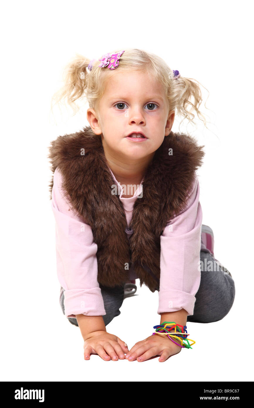 portrait of young girl on white background Stock Photo - Alamy