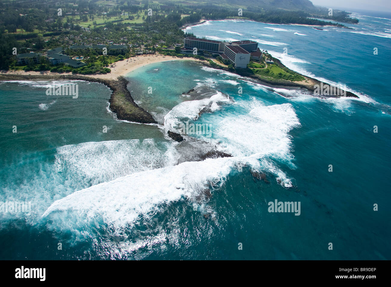 Aerial view of Turtle Bay resort Hawaii Stock Photo - Alamy