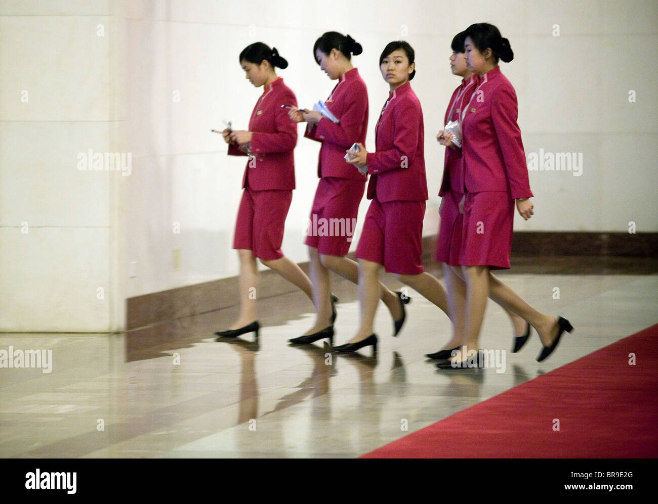 Group of women attendants in the Great Hall of the People Beijing China ...