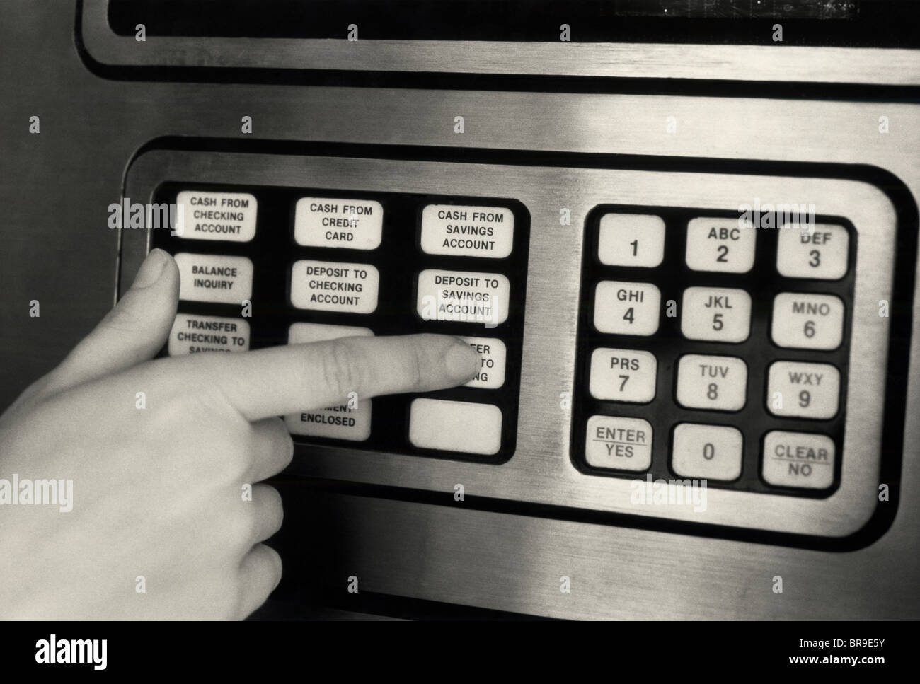 1980s HAND PRESSING BUTTONS PANEL AUTOMATIC TELLER MACHINE ATM Stock ...