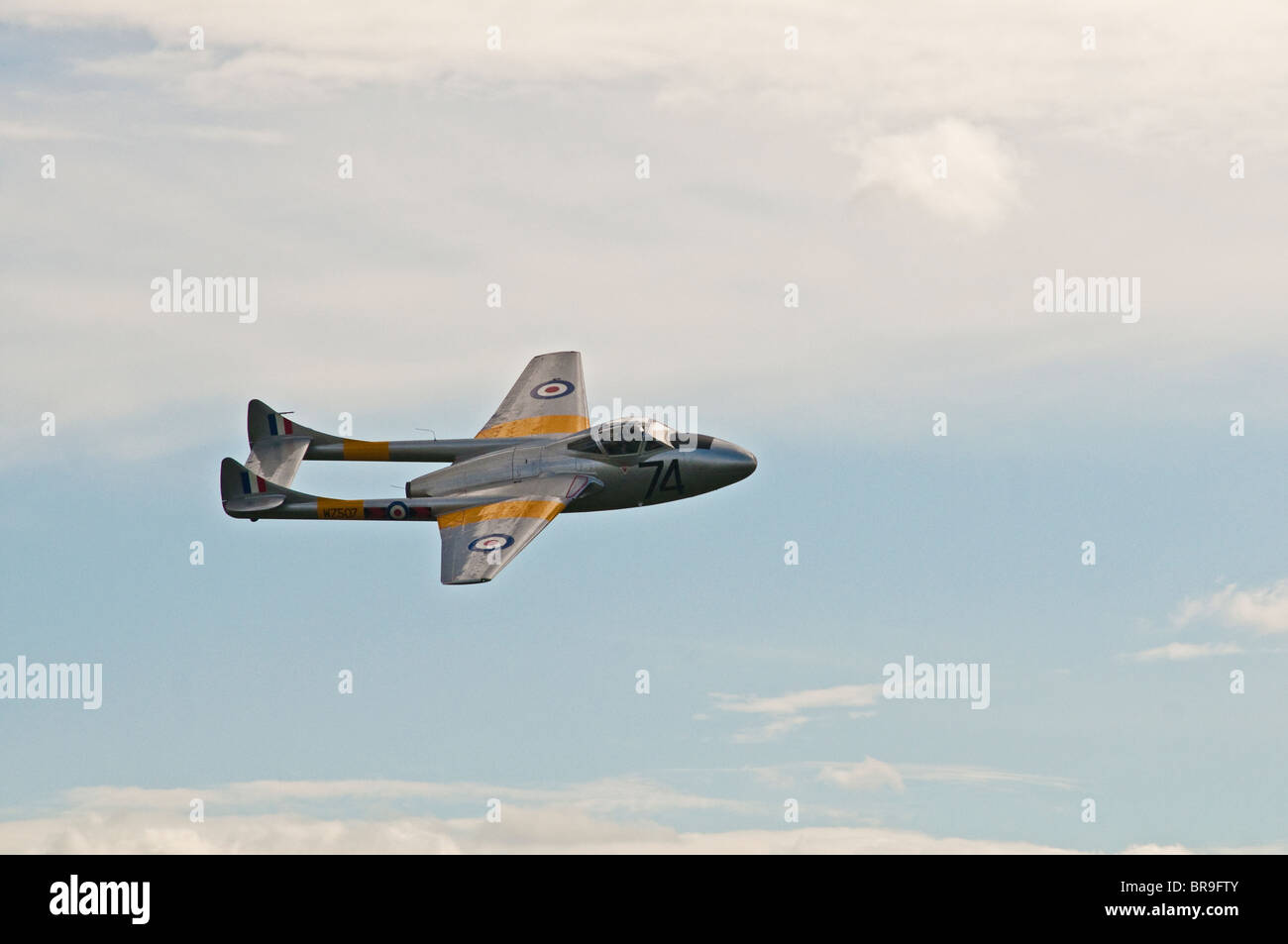 De Havilland Vampire Training Jet Flying Stock Photo - Alamy