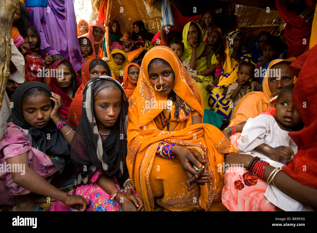 The bride and women gather at a wedding celebration of the Shanabla ...
