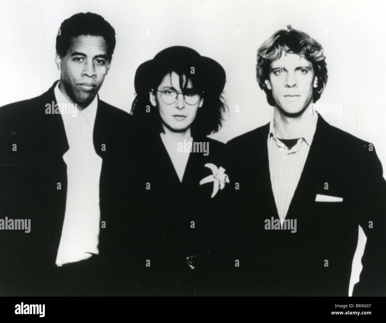 ANIMAL LOGIC Promotion photo of 1980s group with from left: Stanley ...