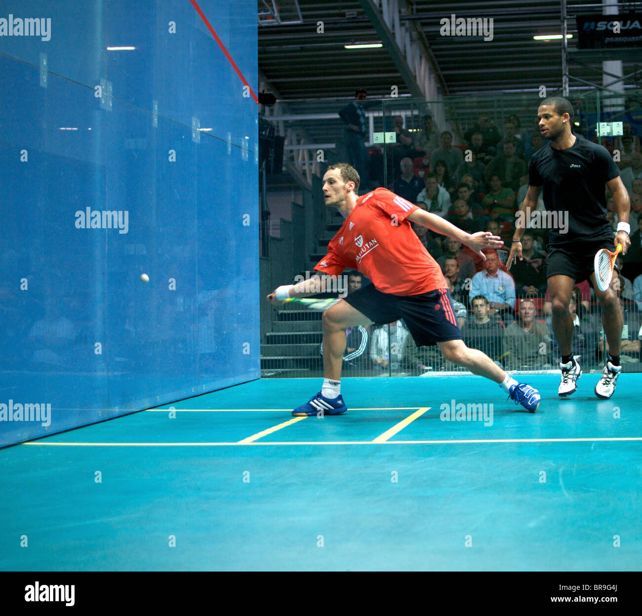 gregory gaultier in action against adrian grant at the rowe grand prix ...