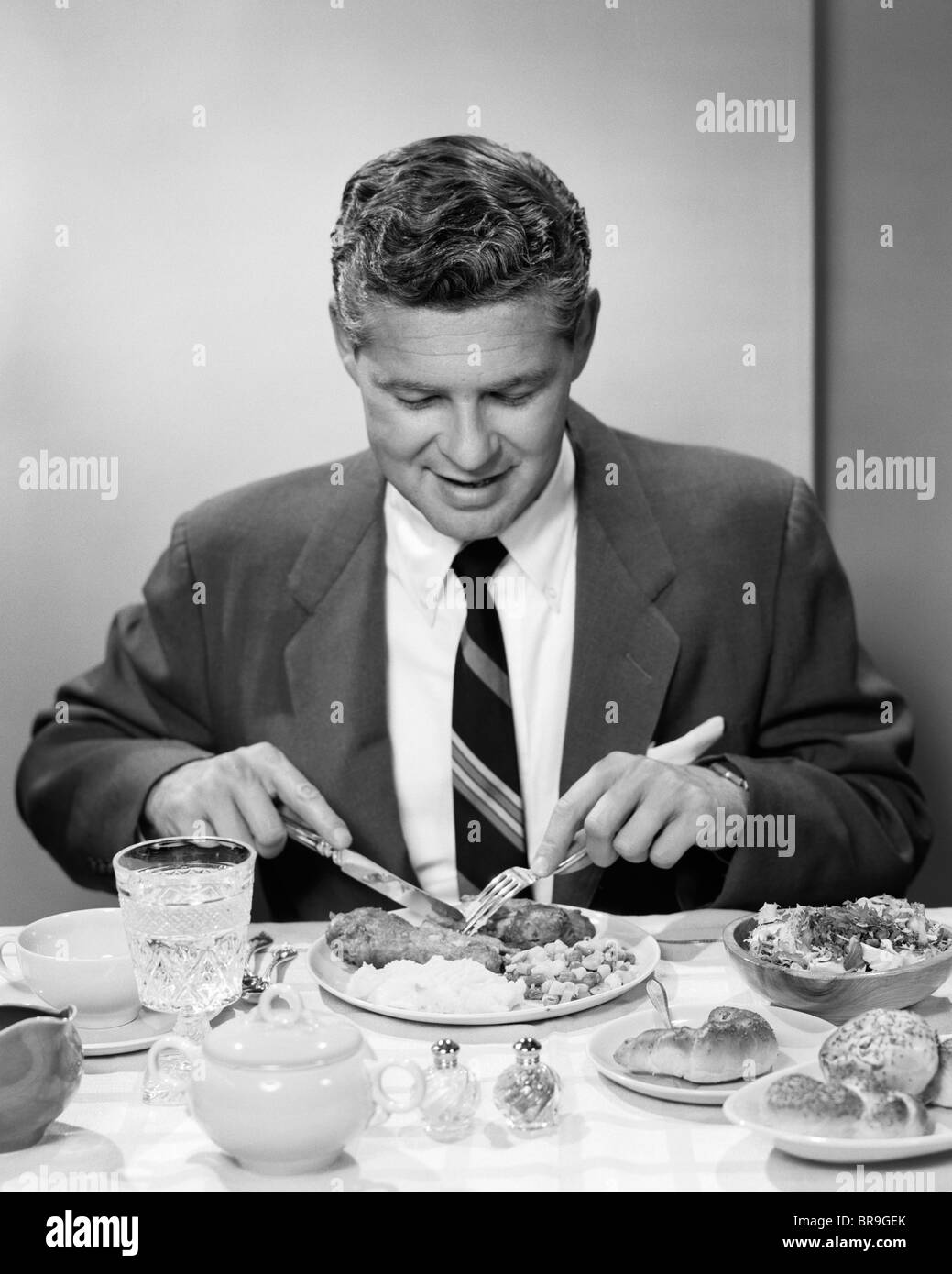 Eating alone meal retro black white hi-res stock photography and images ...