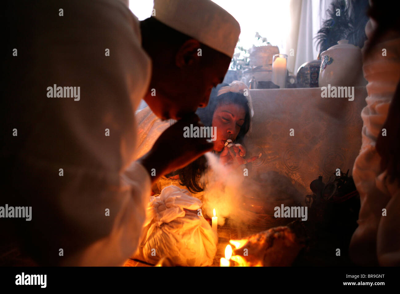 India Colon preforms a Santeria ceremony in New York City on Sunday ...