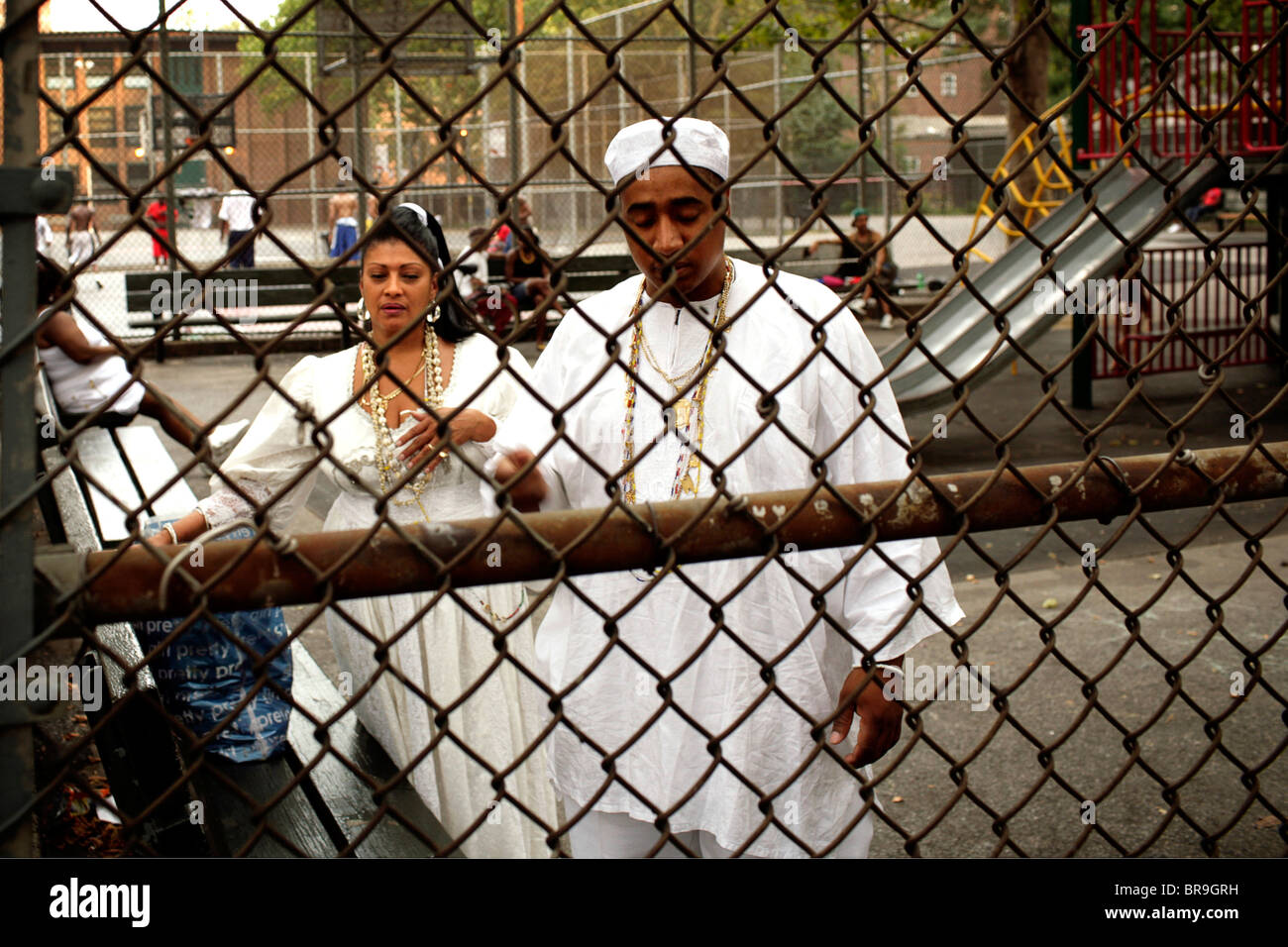 India Colon finishes a Santeria ceremony by dumping a sacrificed ...