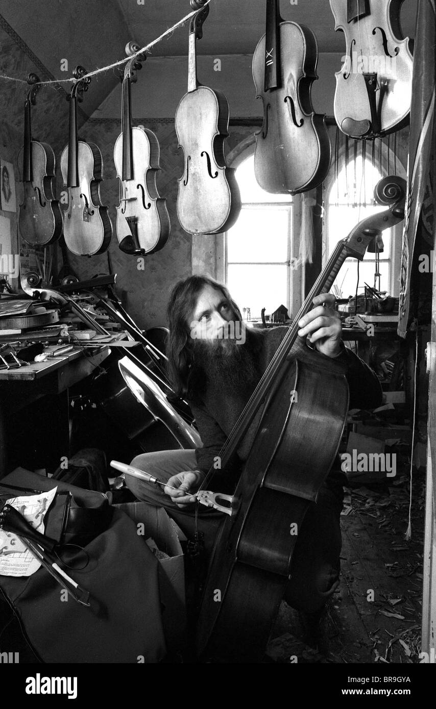 Scottish Violin and cello maker and restorer Neil Baird in 1978 Stock ...