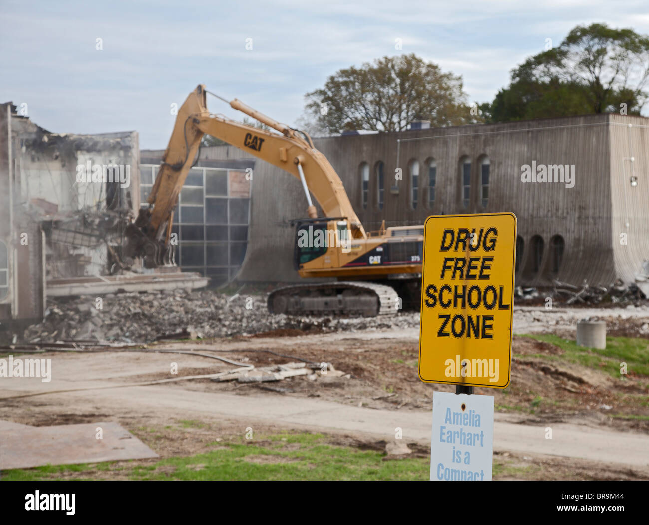 Detroit, Michigan - The Amelia Earhart Middle School is demolished. The ...