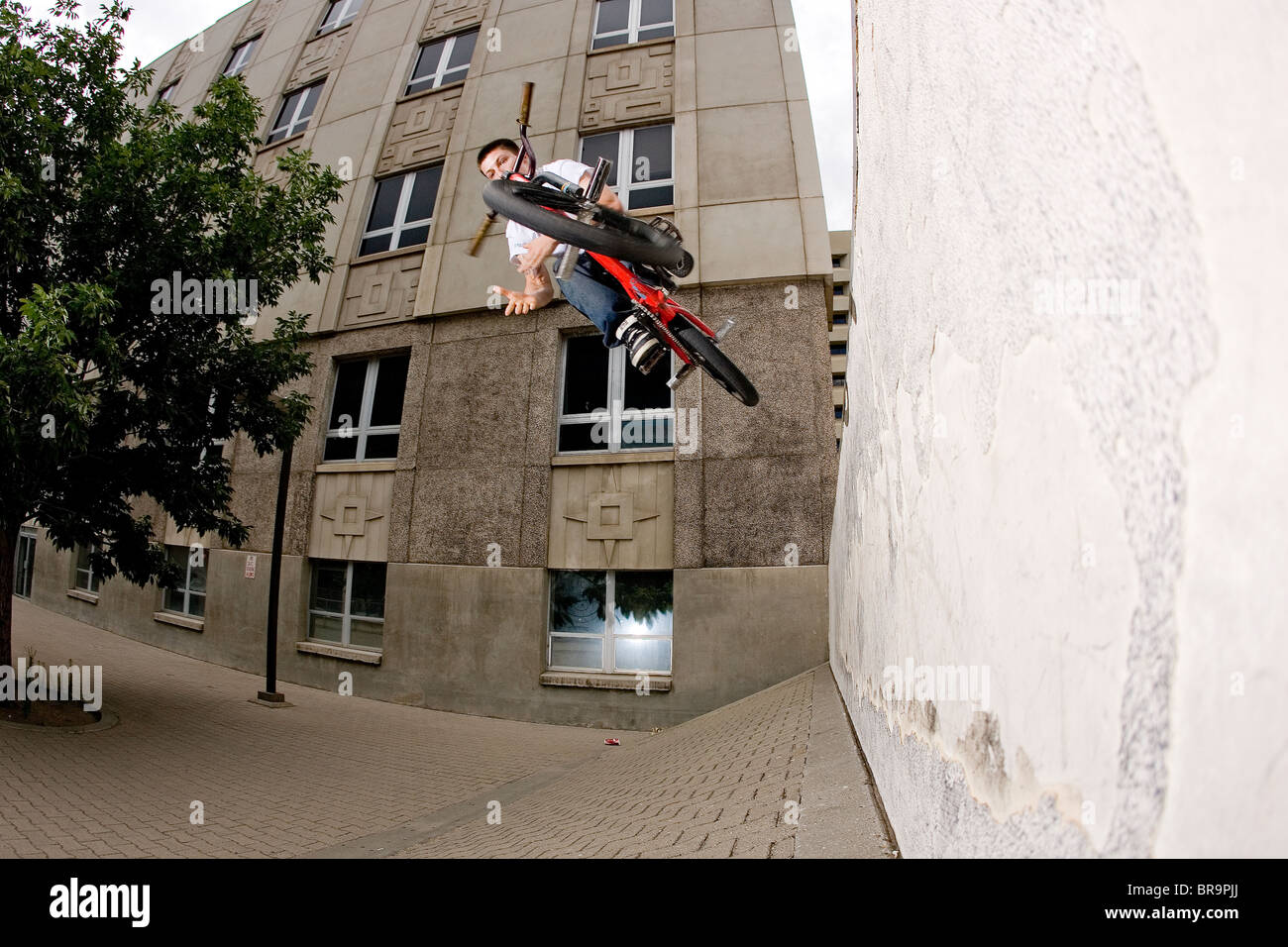BMX rider rides a wallride in downtown Albuquerque N.M Stock Photo - Alamy