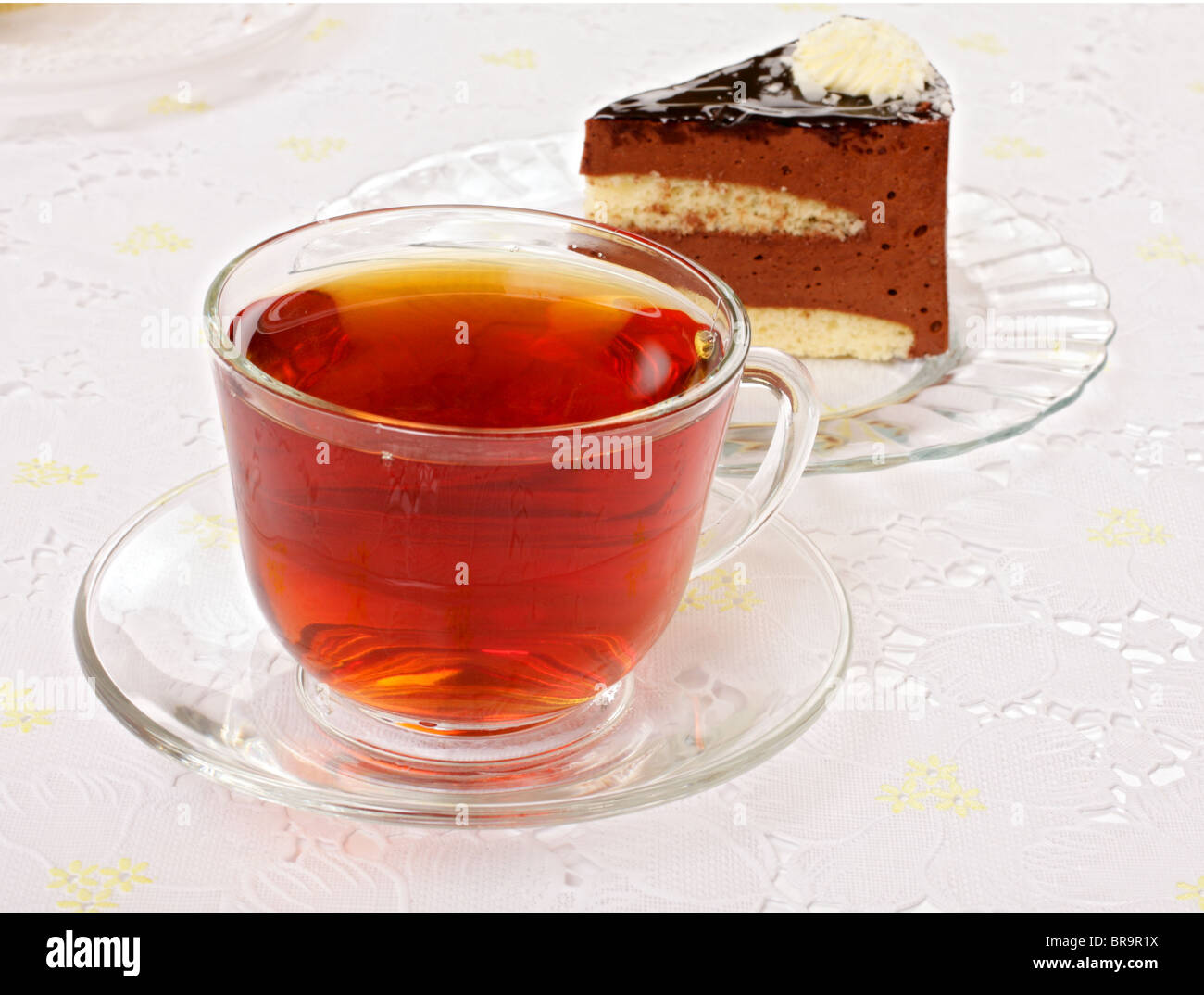 tea cup and cake slices Stock Photo - Alamy