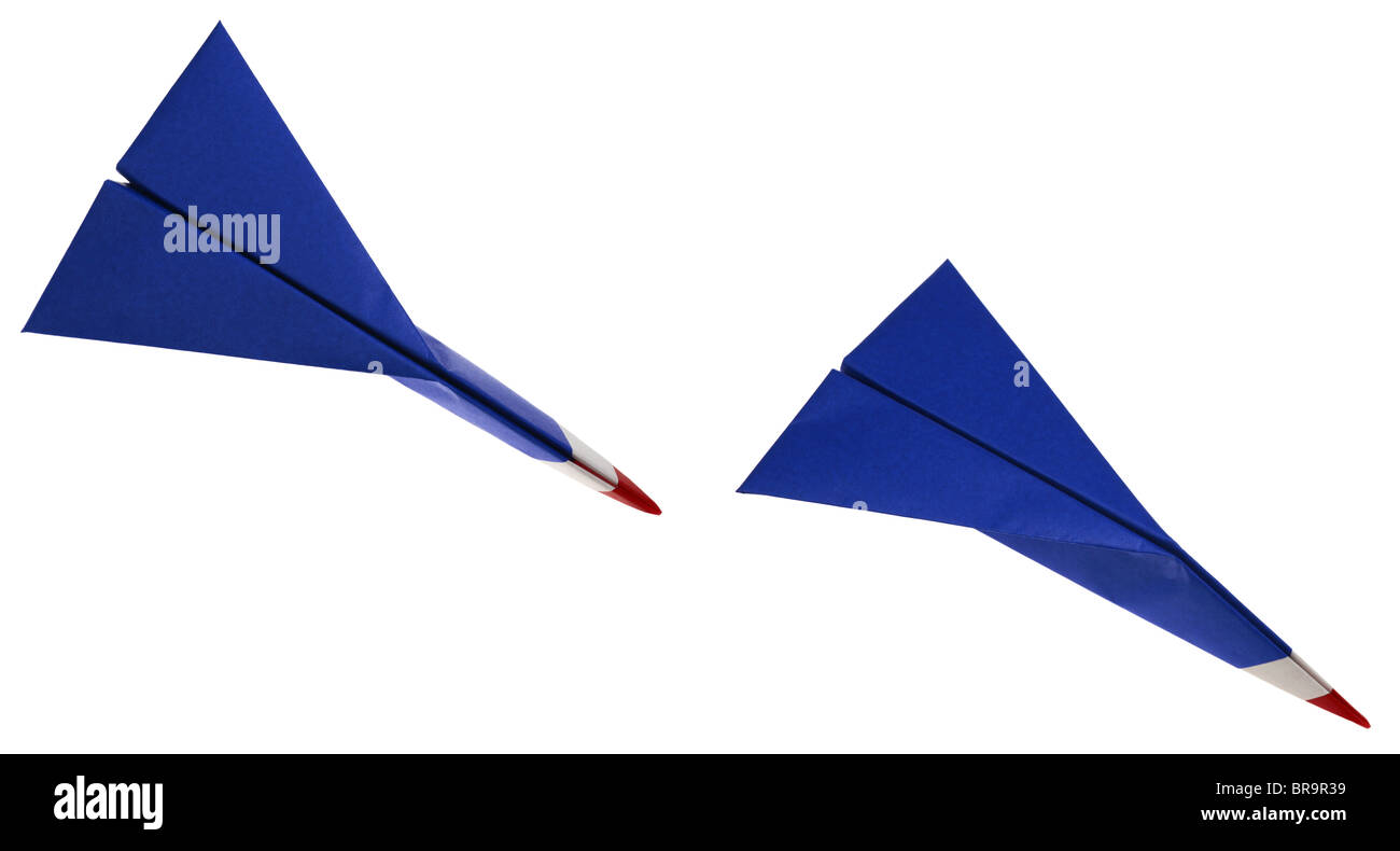 Red, white and blue origami airplanes Stock Photo - Alamy