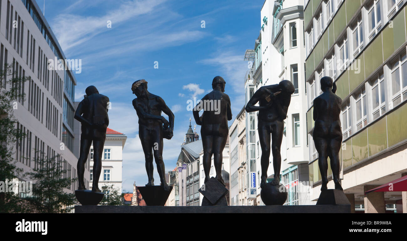 Humorous statues in Leipzig, a city in the eastern German state of ...