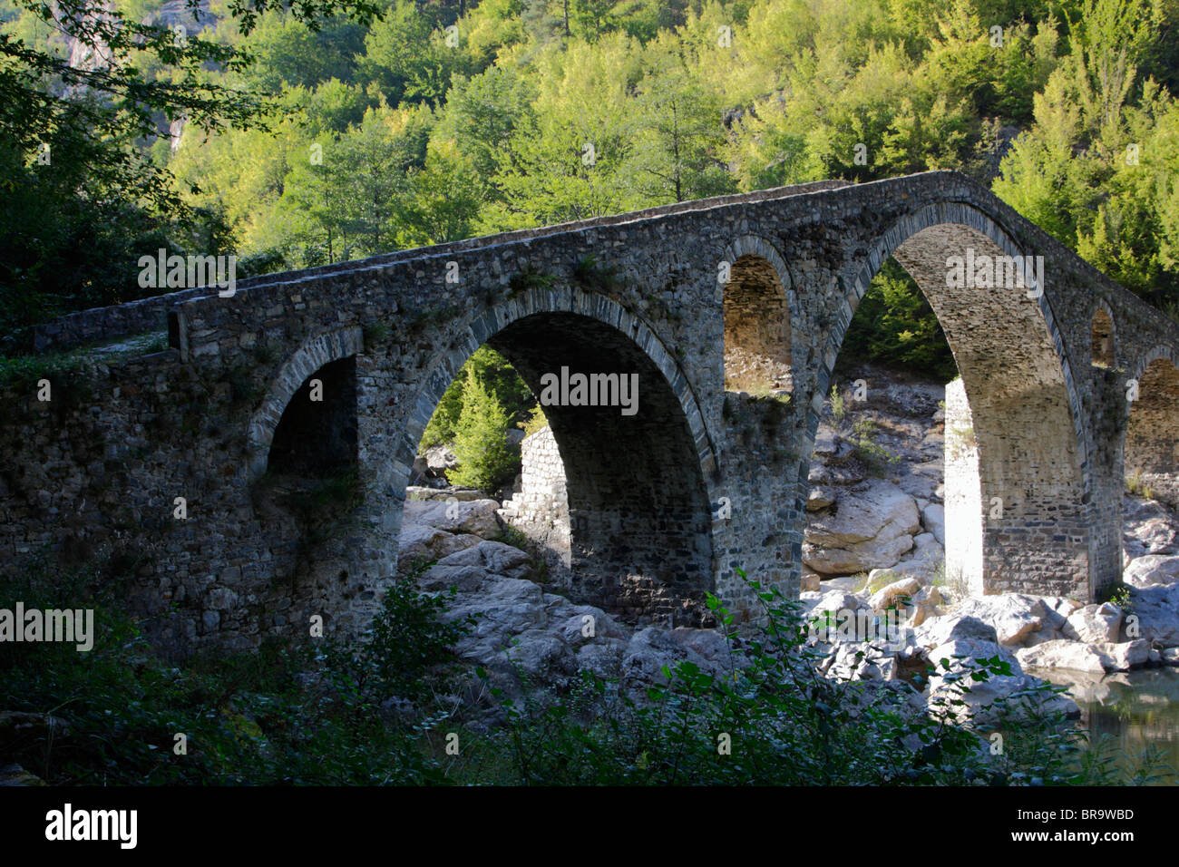 Devil's Bridge, an old stone arc bridge in the wilderness near the ...